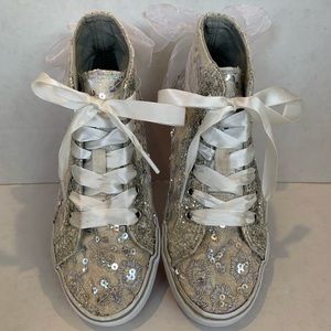 Piper | Shoes | Pipergirls White Silver Hightop Sneakers Sz 3 | Poshmark
